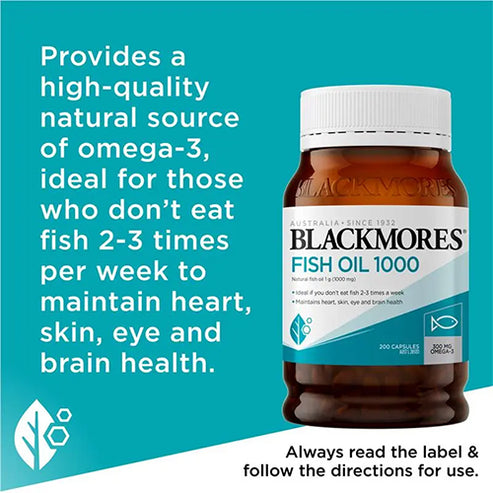 Blackmores Fish Oil 1000mg 200 Capsules - essencelk Essence.lk ...